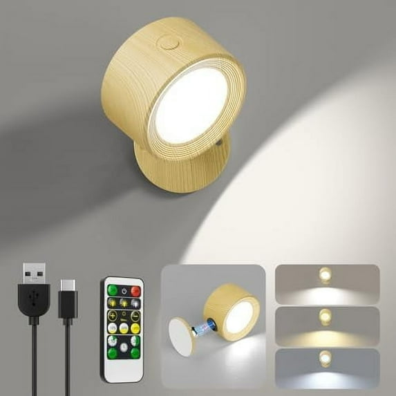 LED Wall Sconces, Wall Mounted Lamp with Remote Rechargeable Battery ...