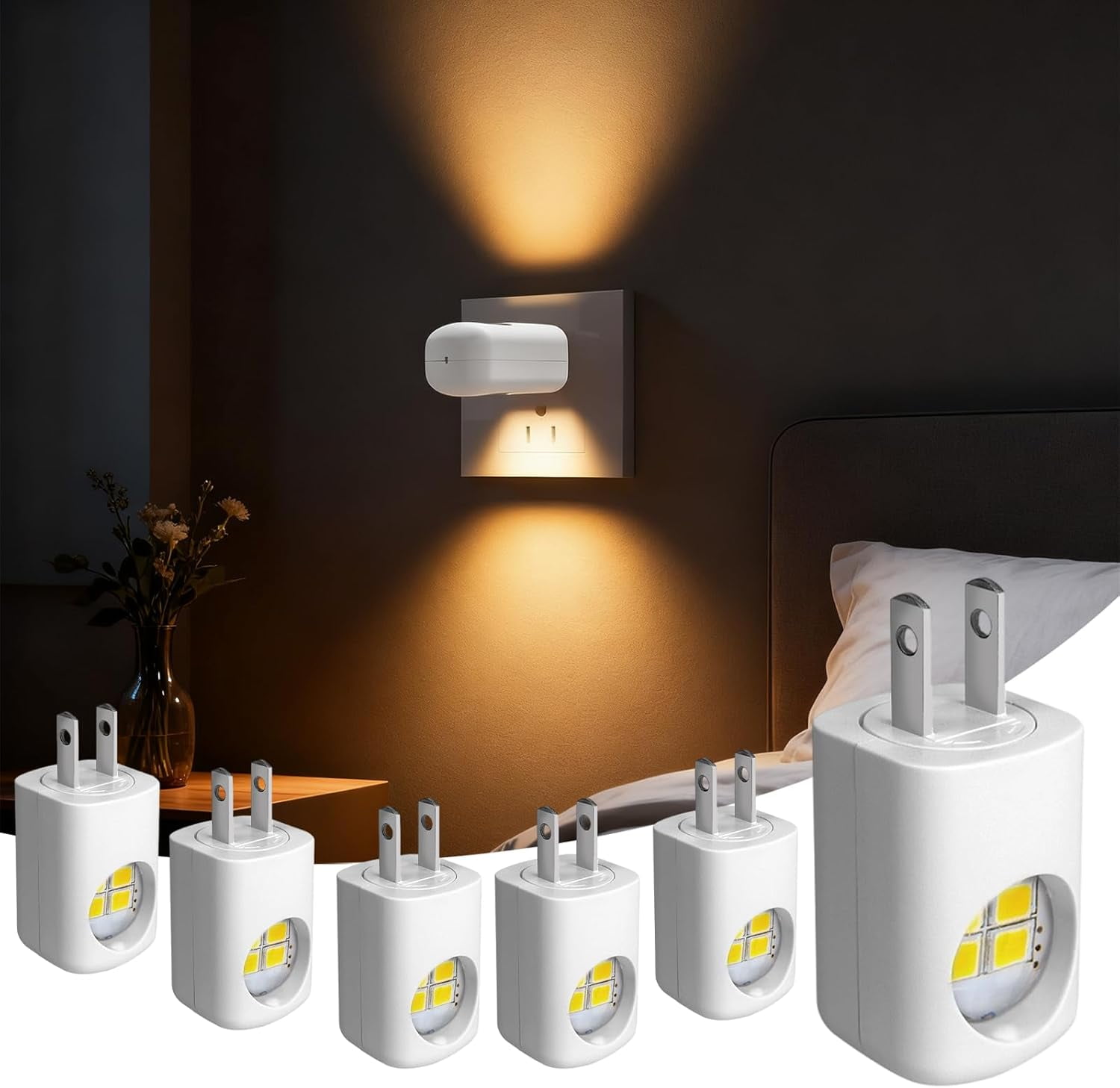 LED Wall Socket Night Light, 2/4/6 Pack Mini LED Night Light Plug in ...