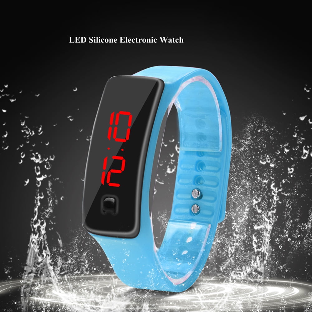 LED Watch Sports Silicone Strap Digital 12?Hour Dial Electronic Display ...