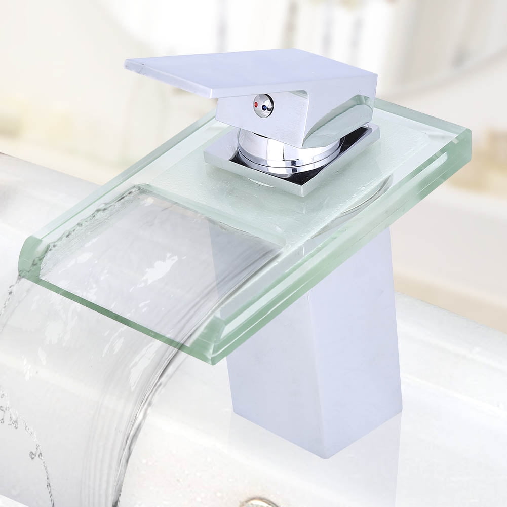 LED Water Flown Waterfall Sink Faucet Single Handle Basin Mixer Tap ...