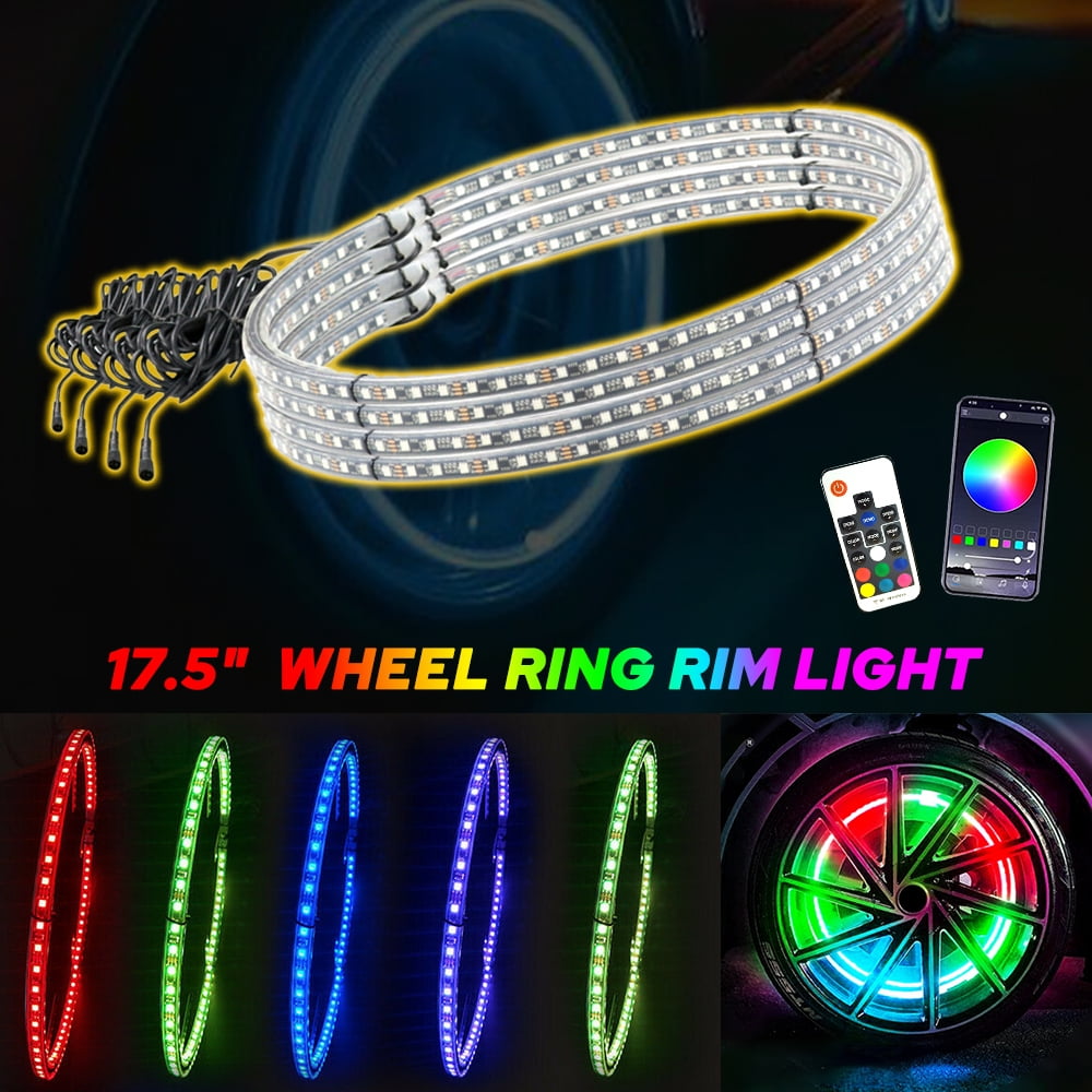 LED Wheel Ring Rim Lights RGB Color Chasing Turn Signal IP68 Bluetooth ...