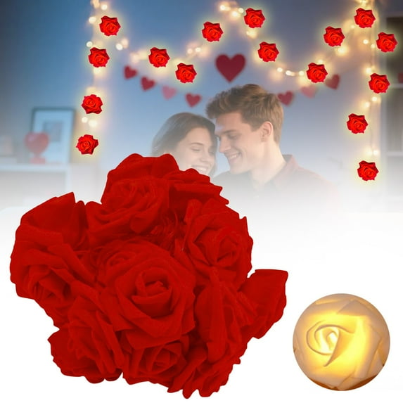 LED White Rose String Lights Plug-In Steady On Fairy Lights for Home ...