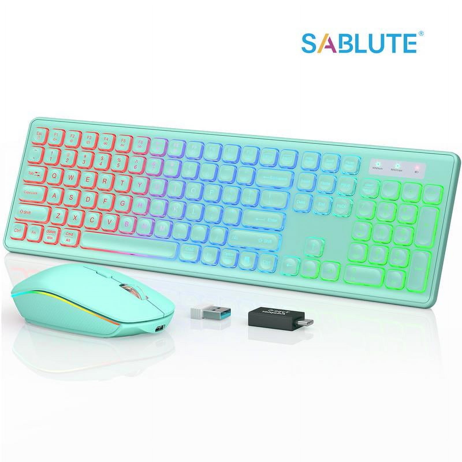 LED Wireless Keyboard and Mouse Combo - Customizable RGB Backlit with ...