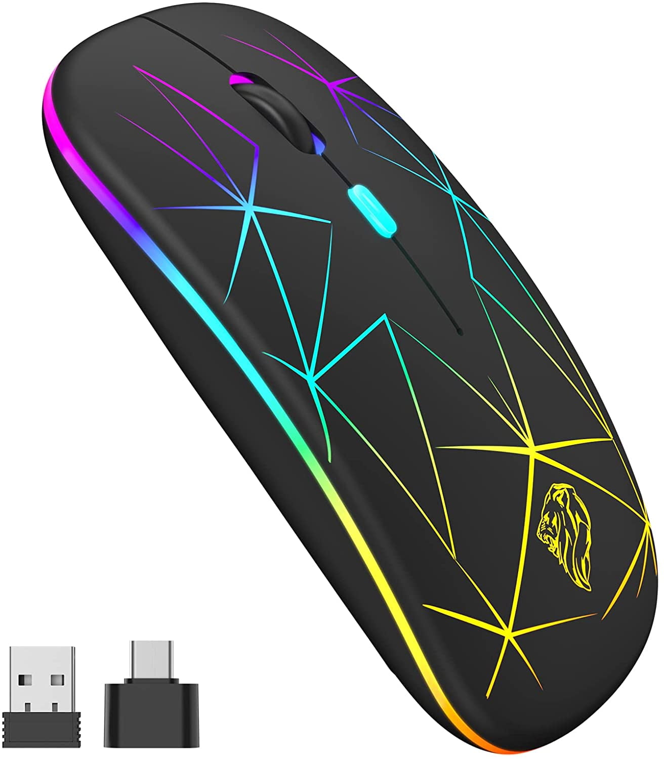 LED Wireless Mouse for Laptop,Slim Bluetooth Mouse with USB Receiver ...