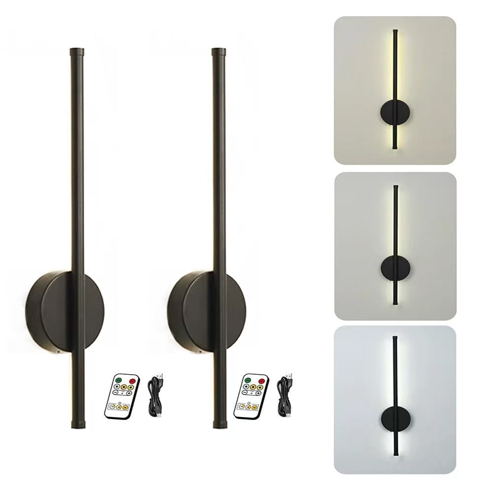 LED Wireless Wall Sconce with Remote Control (Set of Two), USB ...