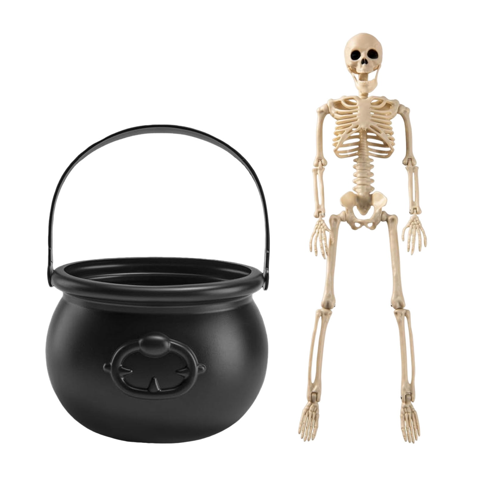 LED Witch Cauldron Decor - Halloween Skeleton Cauldron Set - Spooky ...