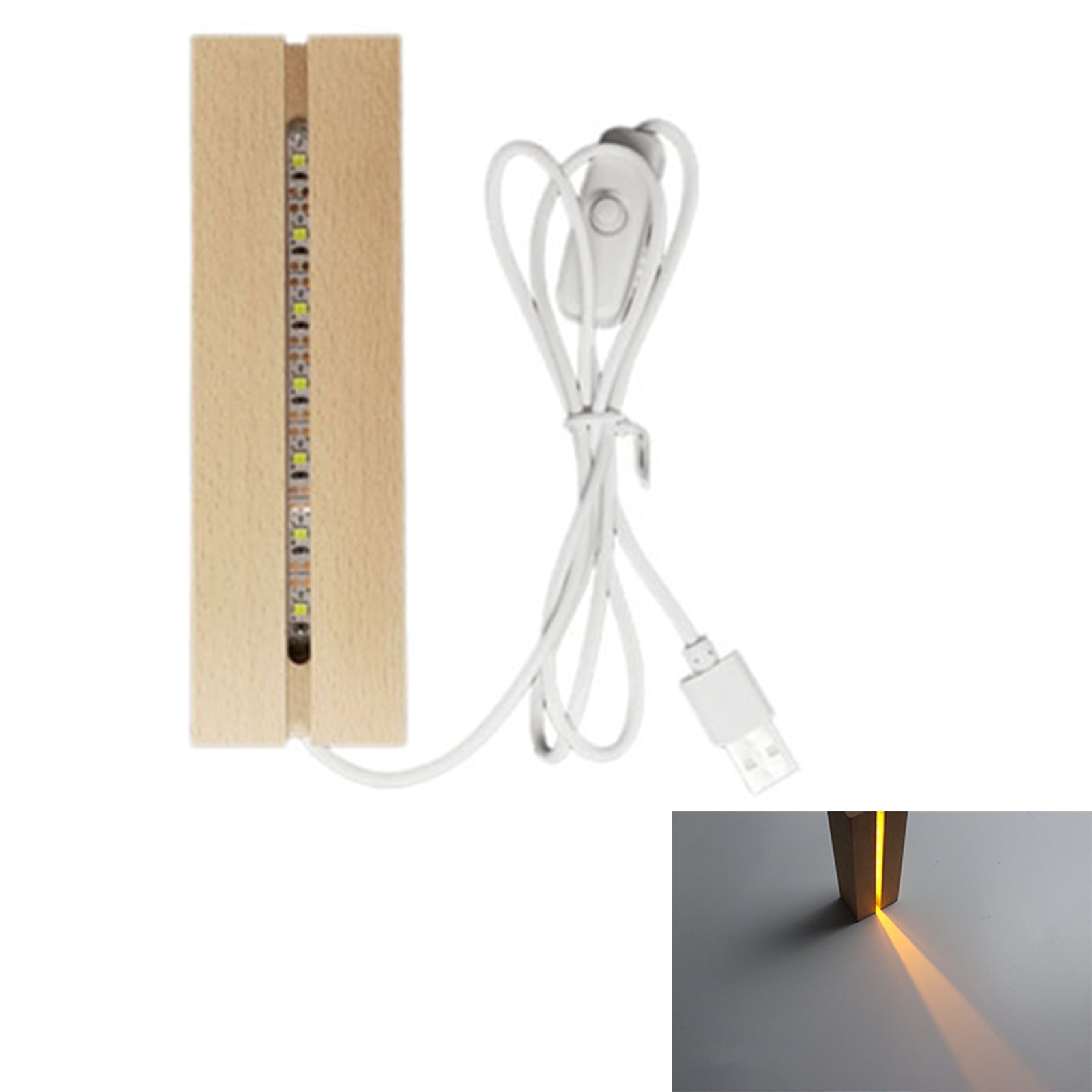 LED Wood Display Base 8 Colors Rectangle Display Pedestal Lights ...