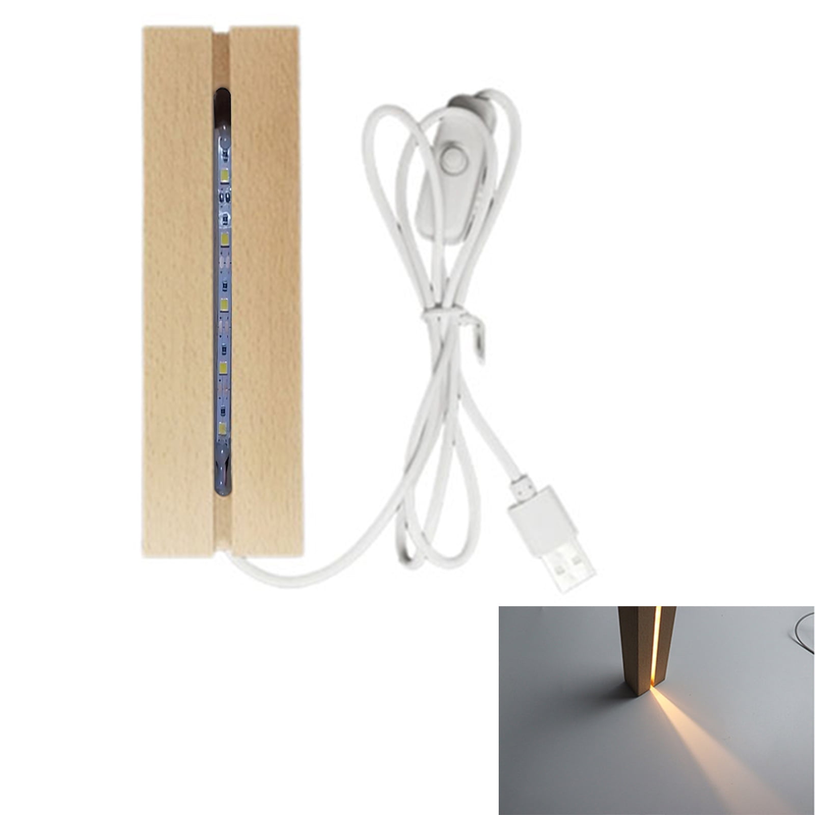 LED Wood Display Base 8 Colors Rectangle Display Pedestal Lights ...
