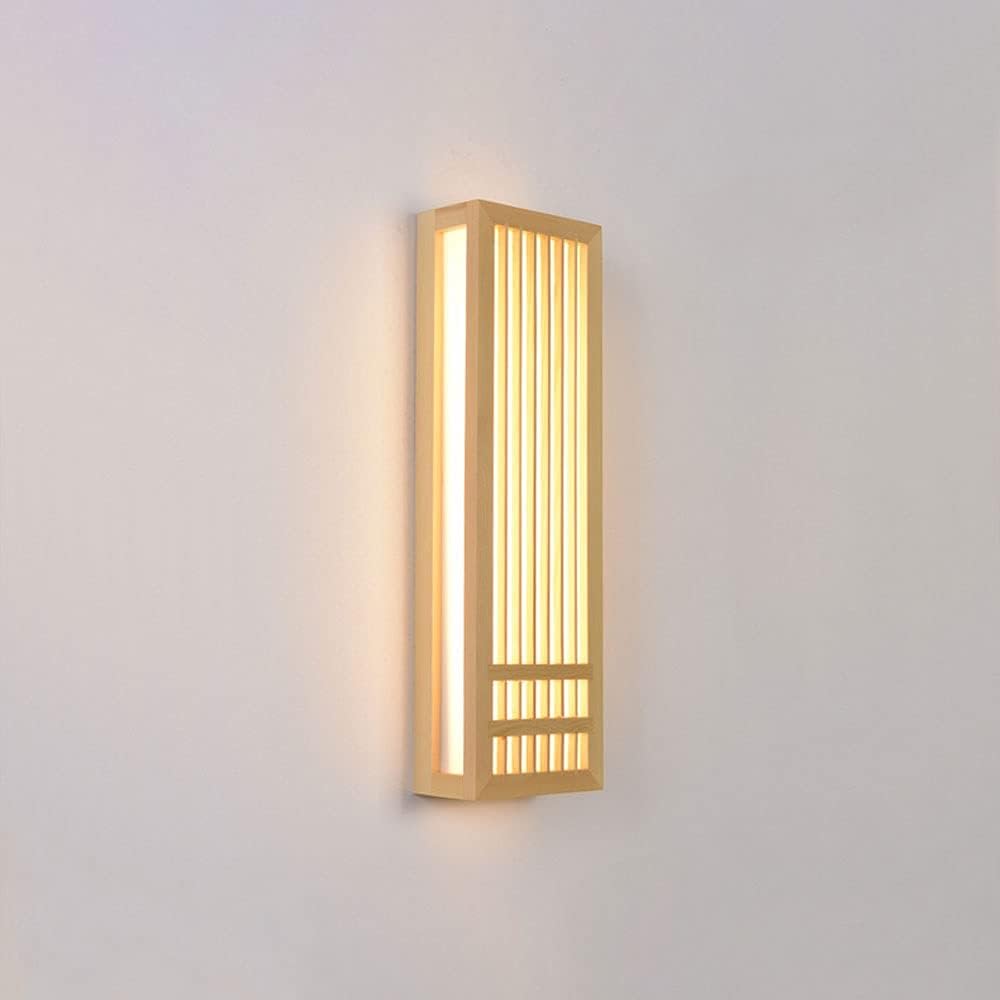 LED Wood Wall Lamp Japanese Wall Sconce Light, Acrylic Lampshade Nordic ...