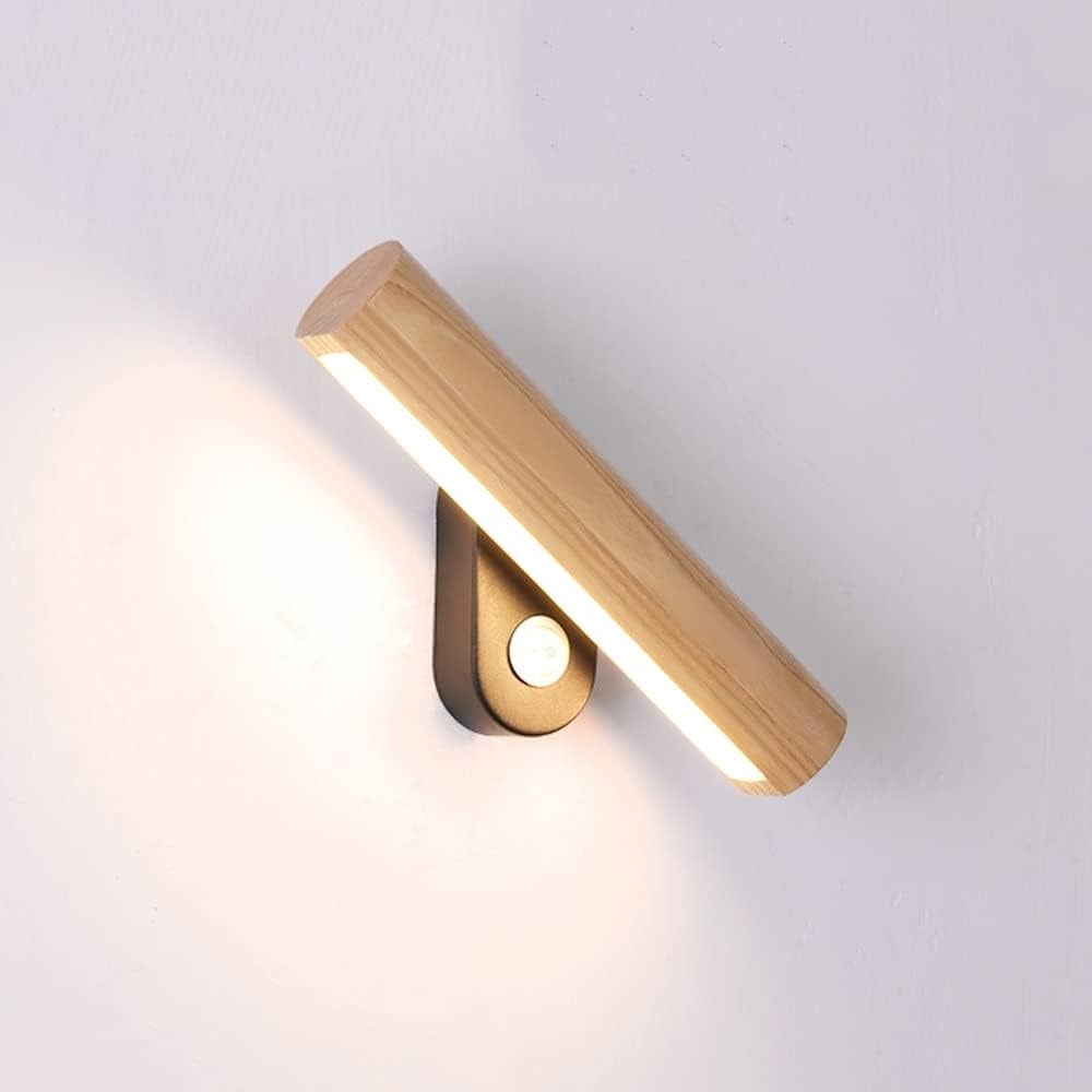 LED Wood Wall Light Adjustable Wall Lamp Hardwired Sconces with Switch ...