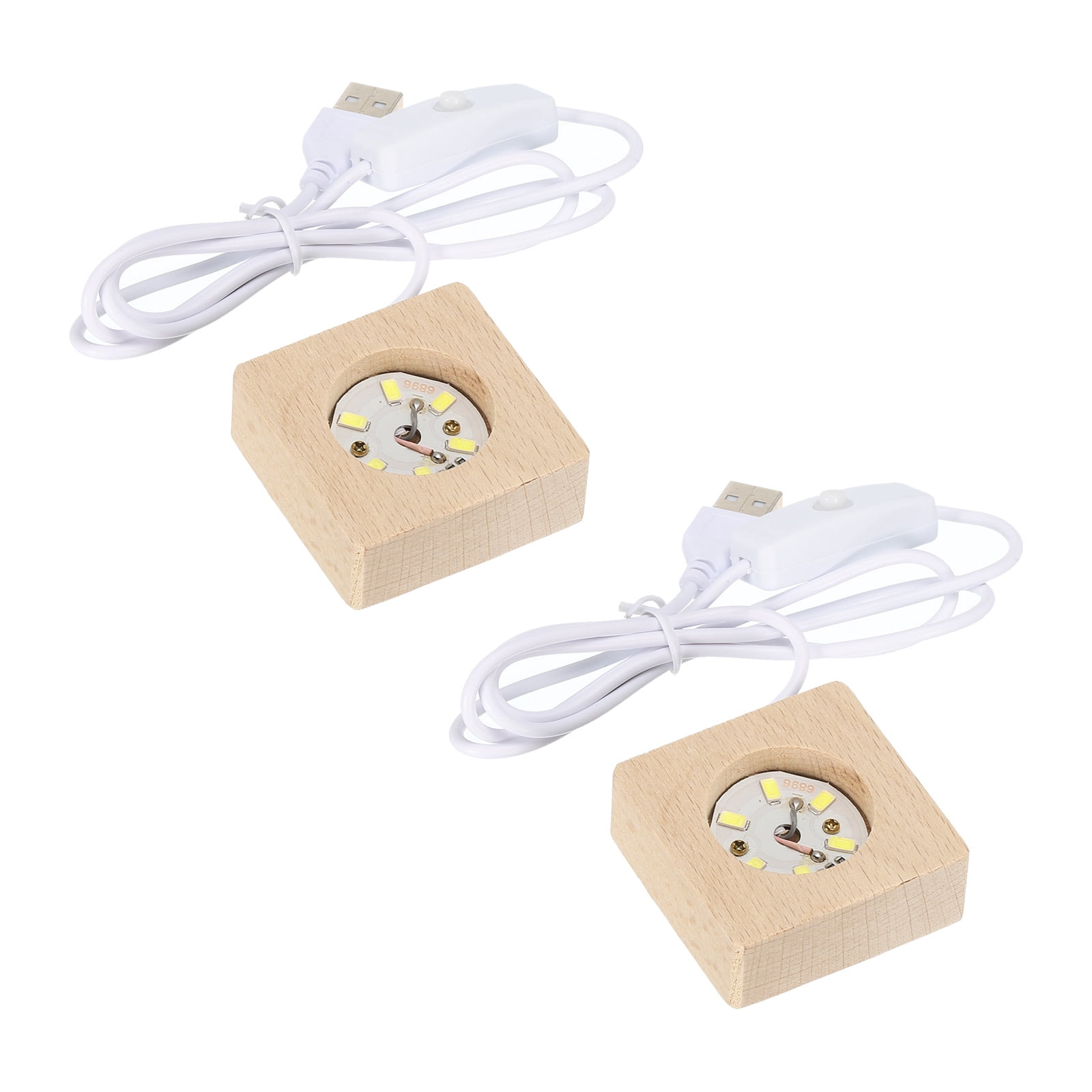 LED Wooden Ball Stand Holders Displays Base 6x6x2cm White Light Square ...
