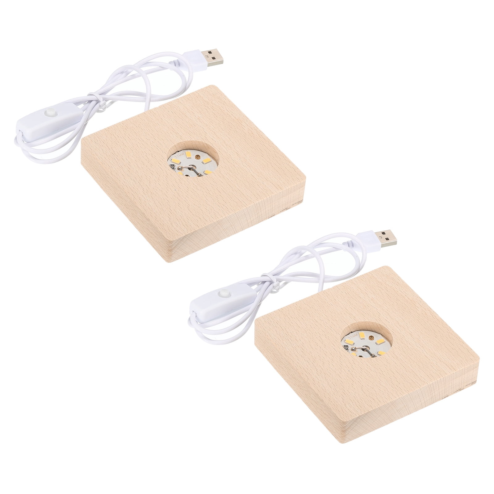 LED Wooden Ball Stand Holders Displays Base 8x8x2cm Warm Light Square ...