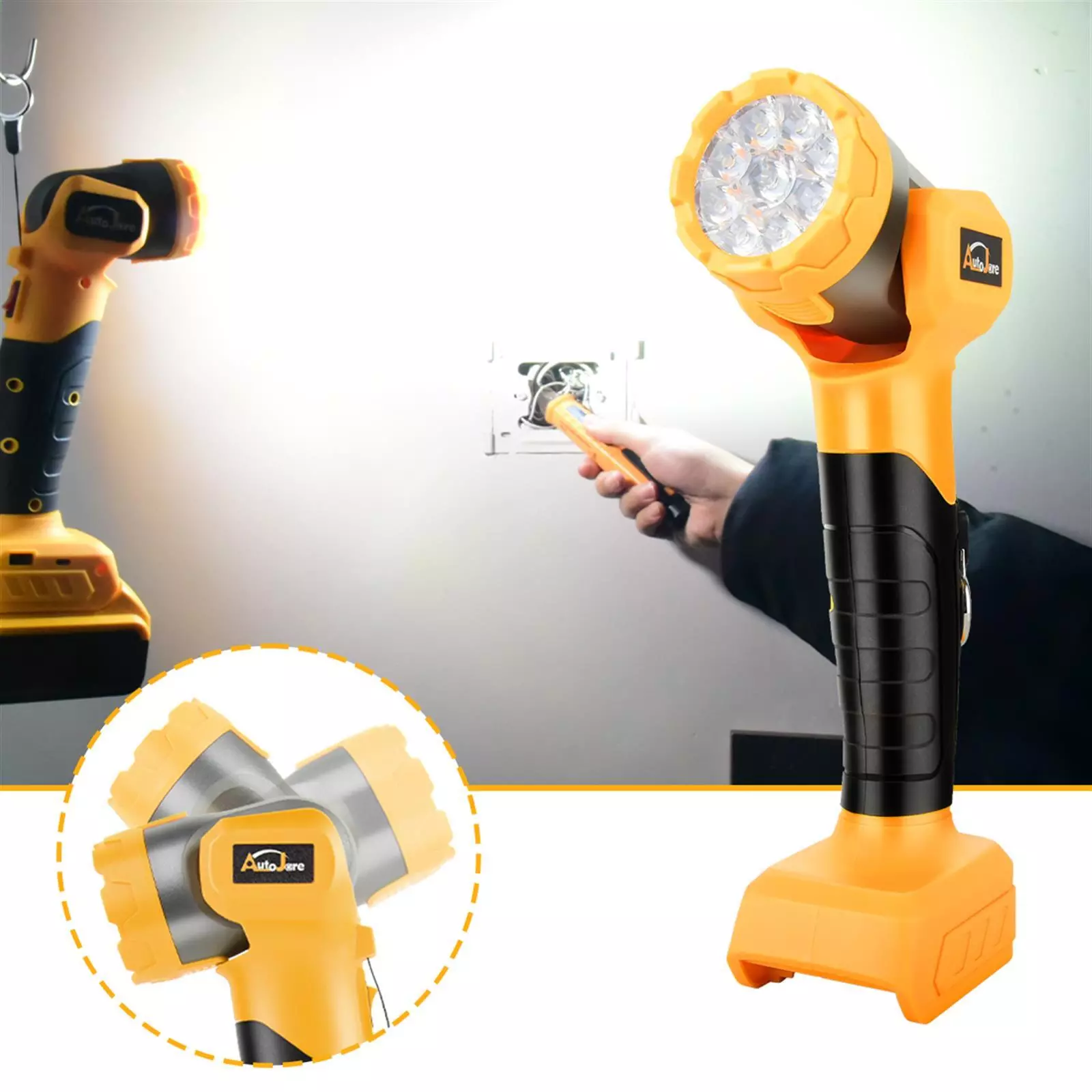 LED Work Light Electric Spotlight Flashlight For DeWalt 20V Li-Ion ...