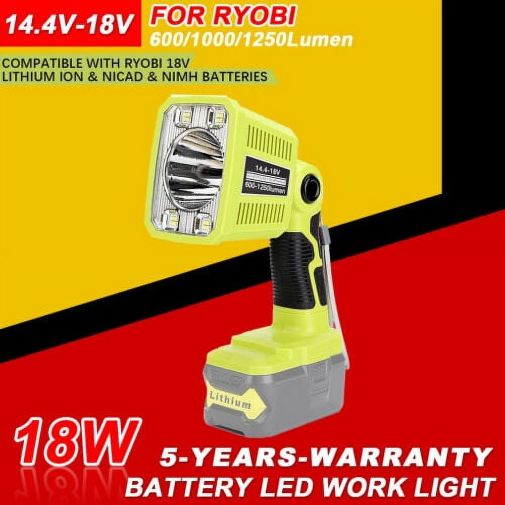 LED Work Light For RYOBI 18V 12W 1250LM Flashlight Spotlight Lamp ...