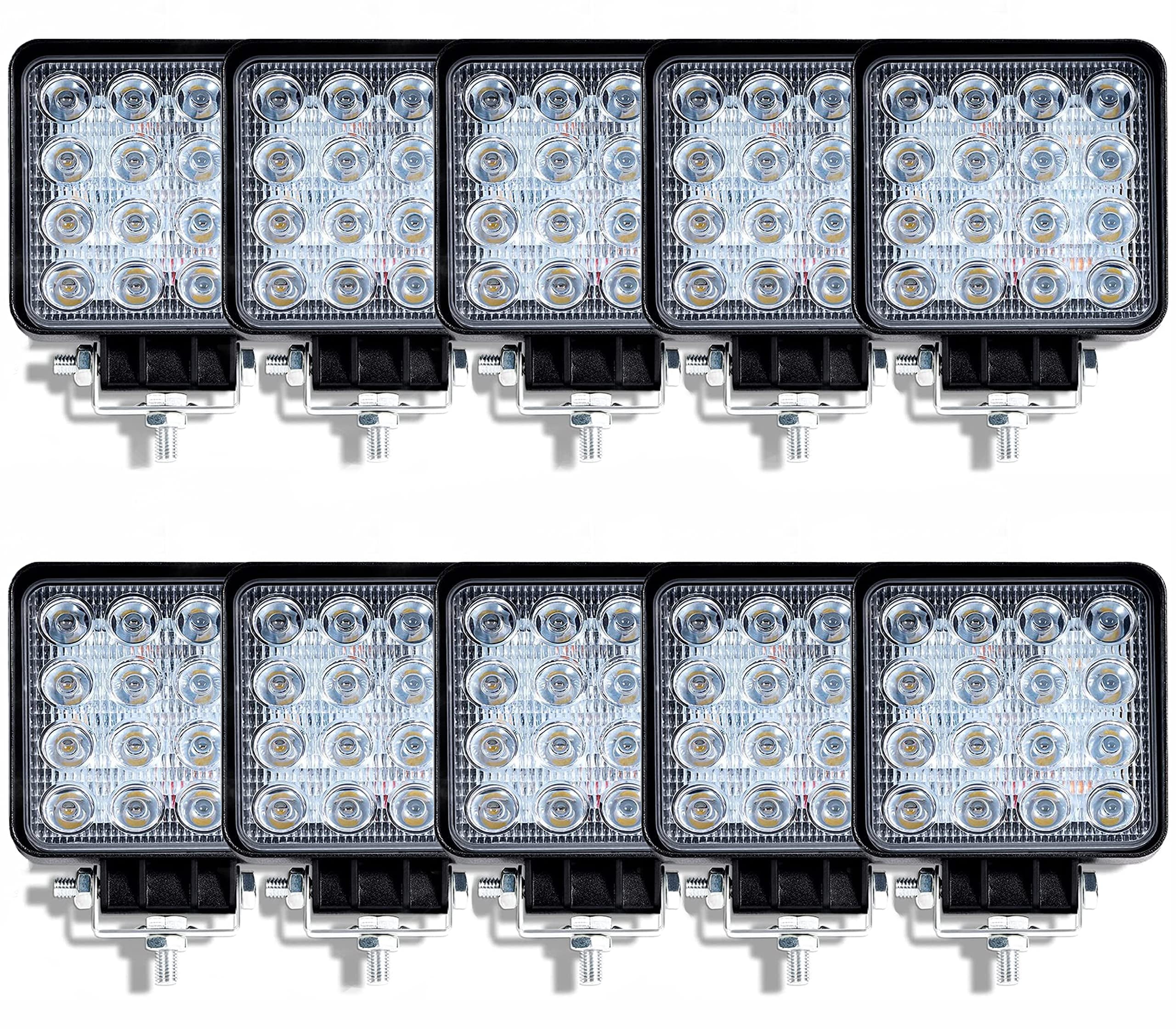 LED Work Lights for SSF20 Truck 10pc 4.5 Inch Square LED Light Pods 12V ...