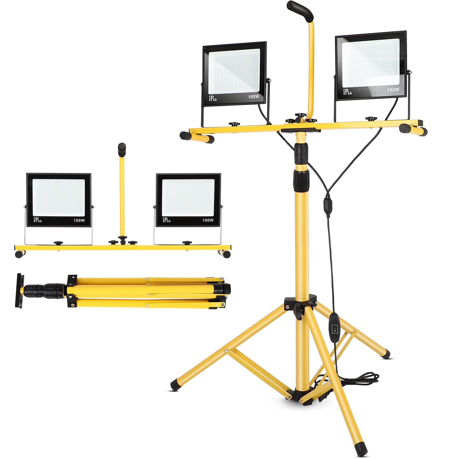 LED Work Lights with Stand, 30000 Lumen Portable 2 Head Work Light ...