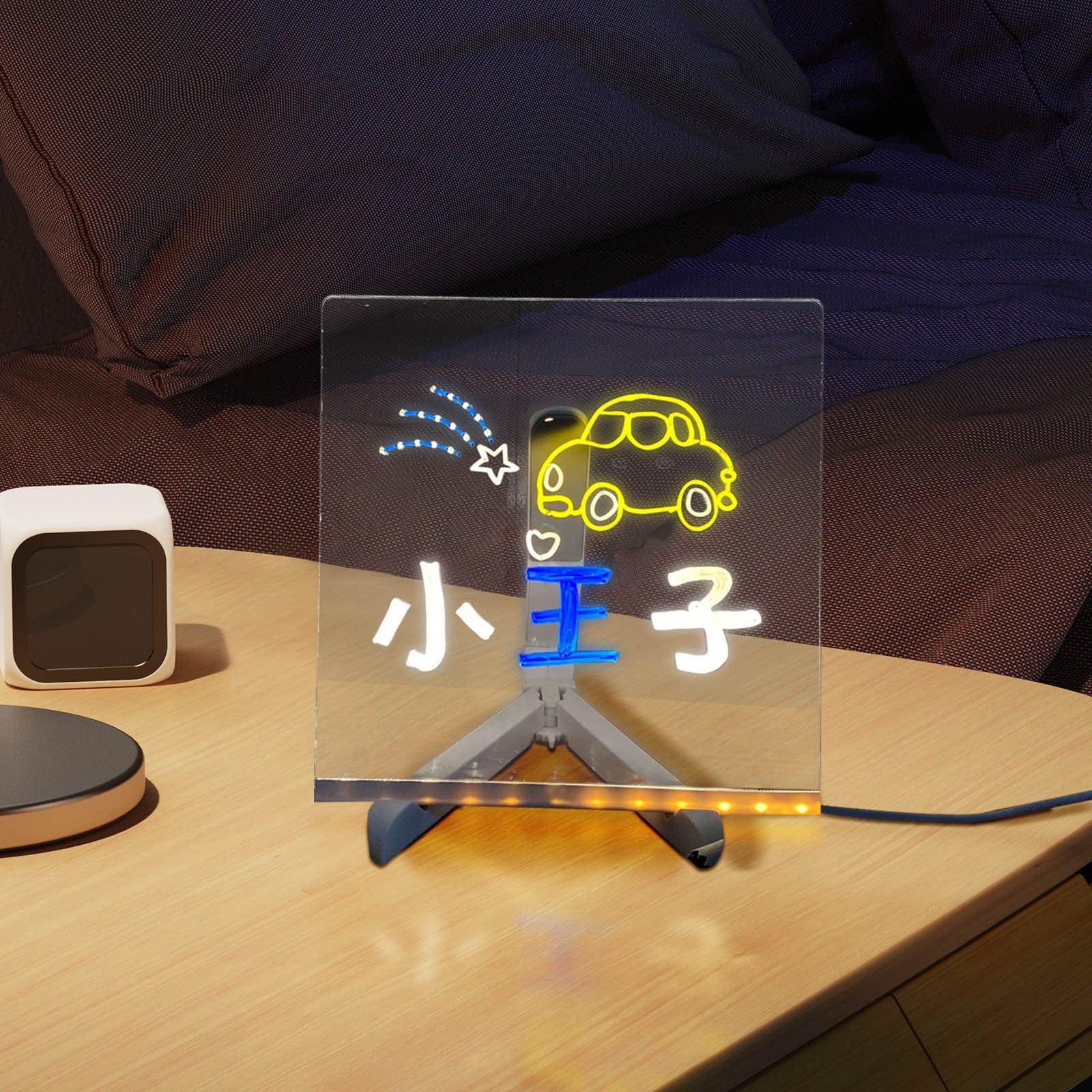 LED Writing Board, Acrylic Message Board Kids Gift with a White Pen for ...