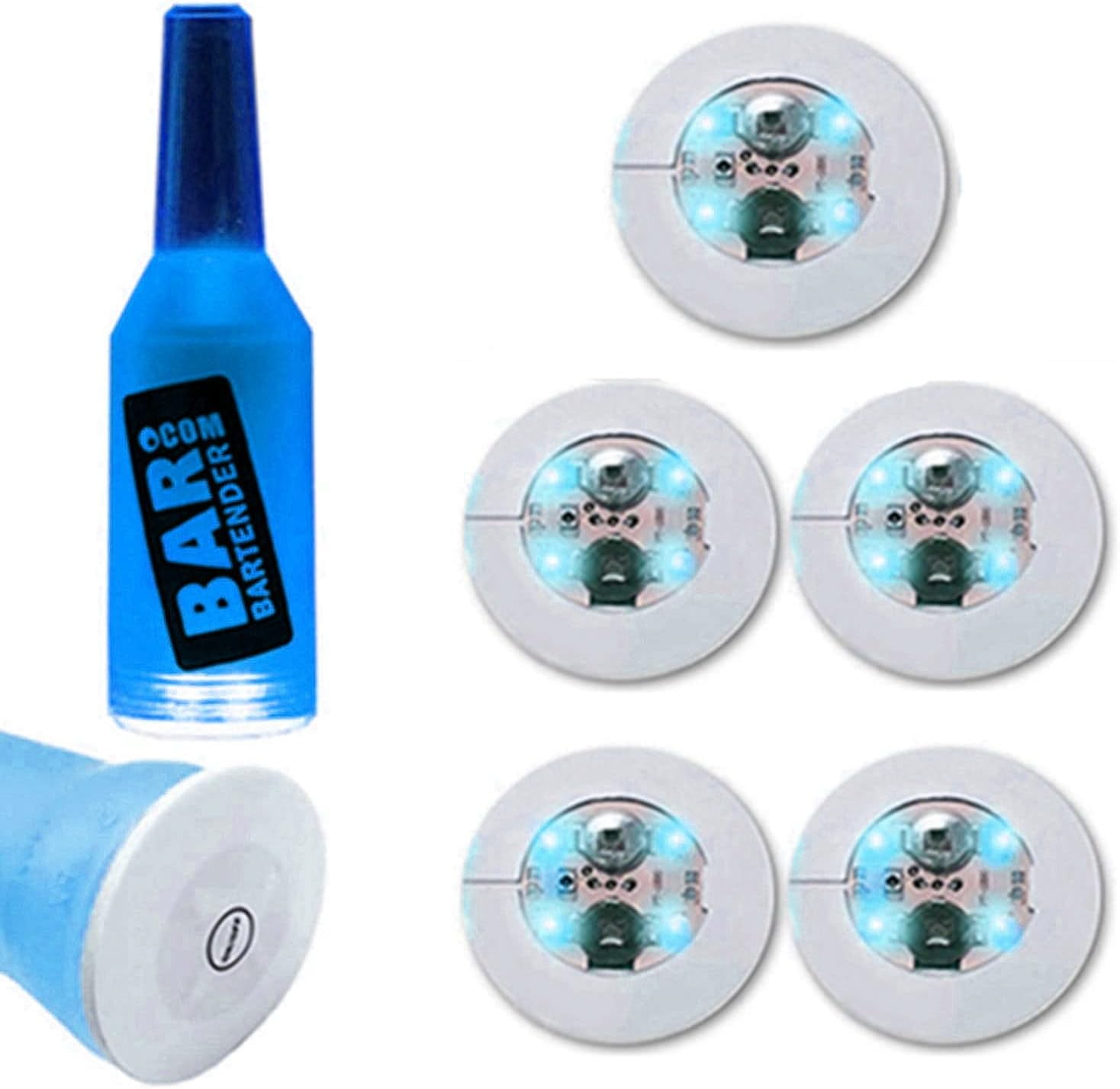 LED coaster 5pcs LED Bar Coasters LED Bottle Lights Cup Holder Lights ...