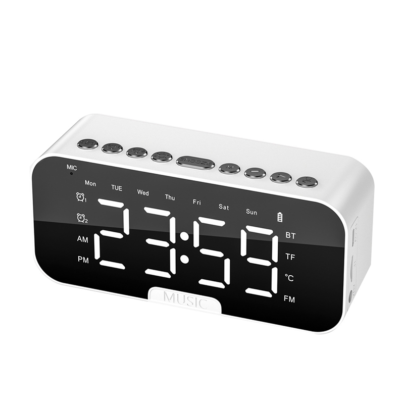 LED digital alarm clock with Bluetooth 5.1 Rechargeable Portable Music ...