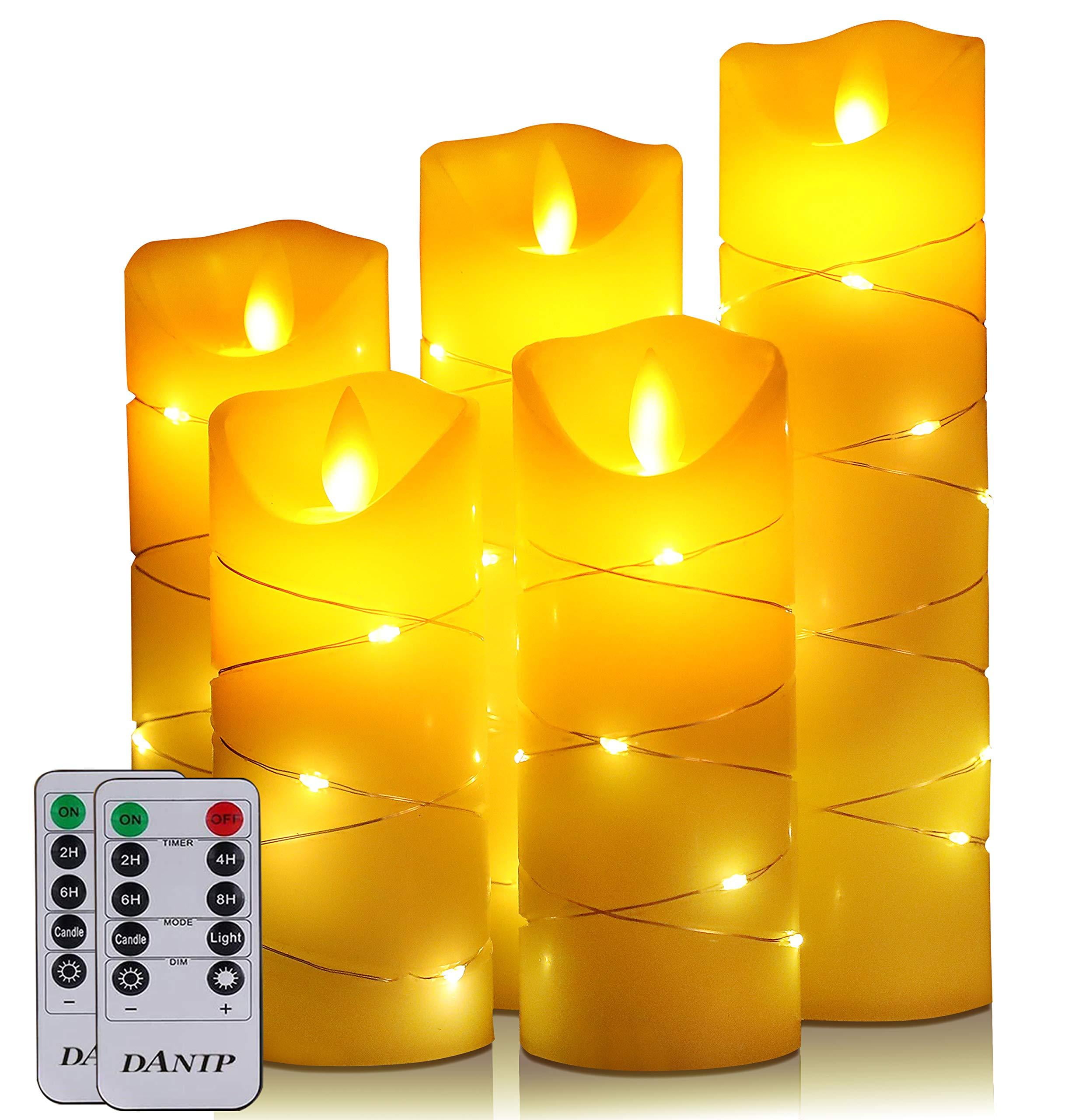 LED flameless Candle with Embedded Starlight String DANIP 5 Piece LED ...