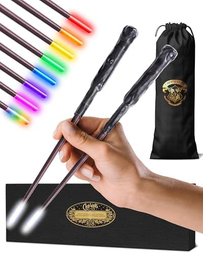 LED light-up chopsticks with 12 color modes and a magic wand design ...