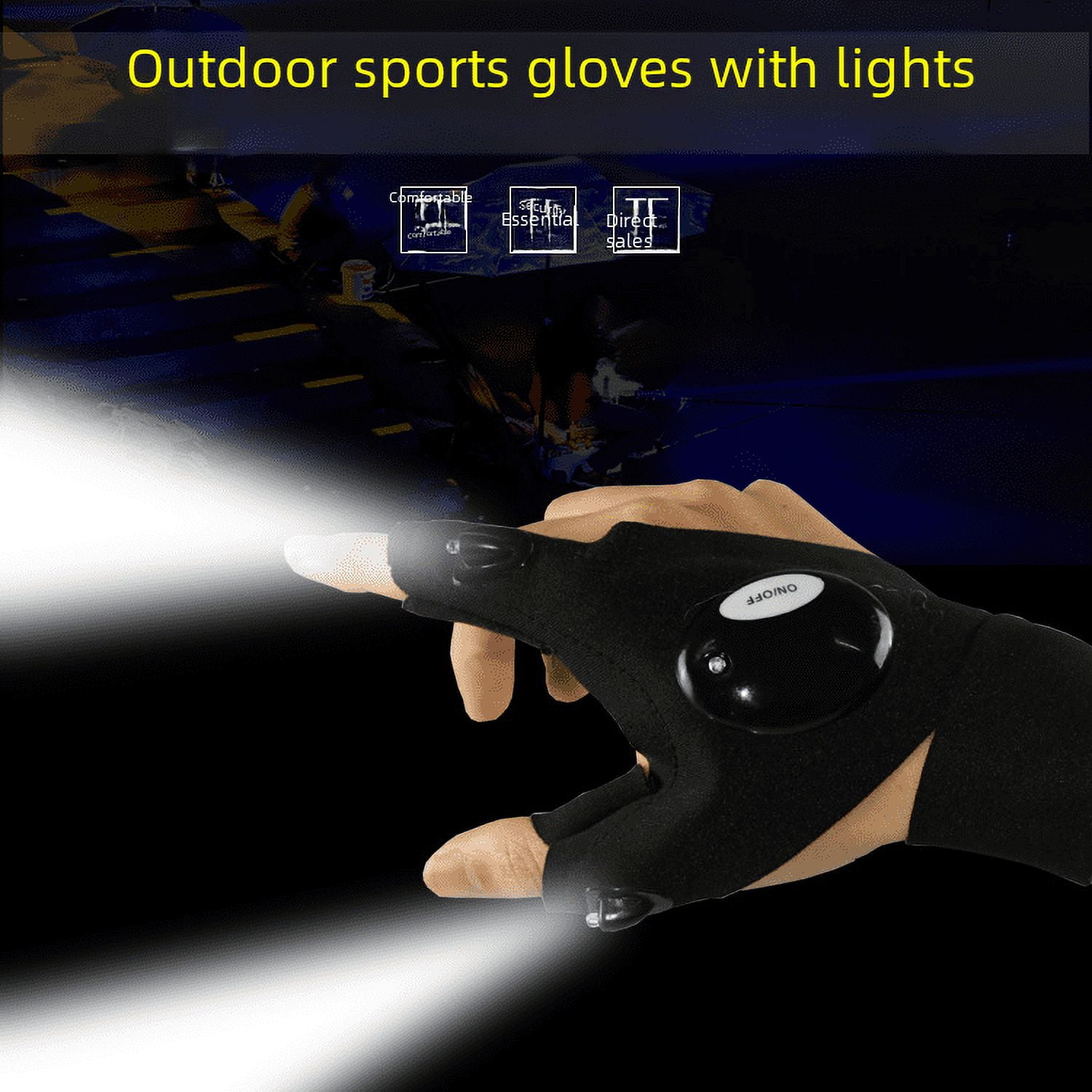 LED outdoor half finger lighting gloves repair sports fishing finger ...
