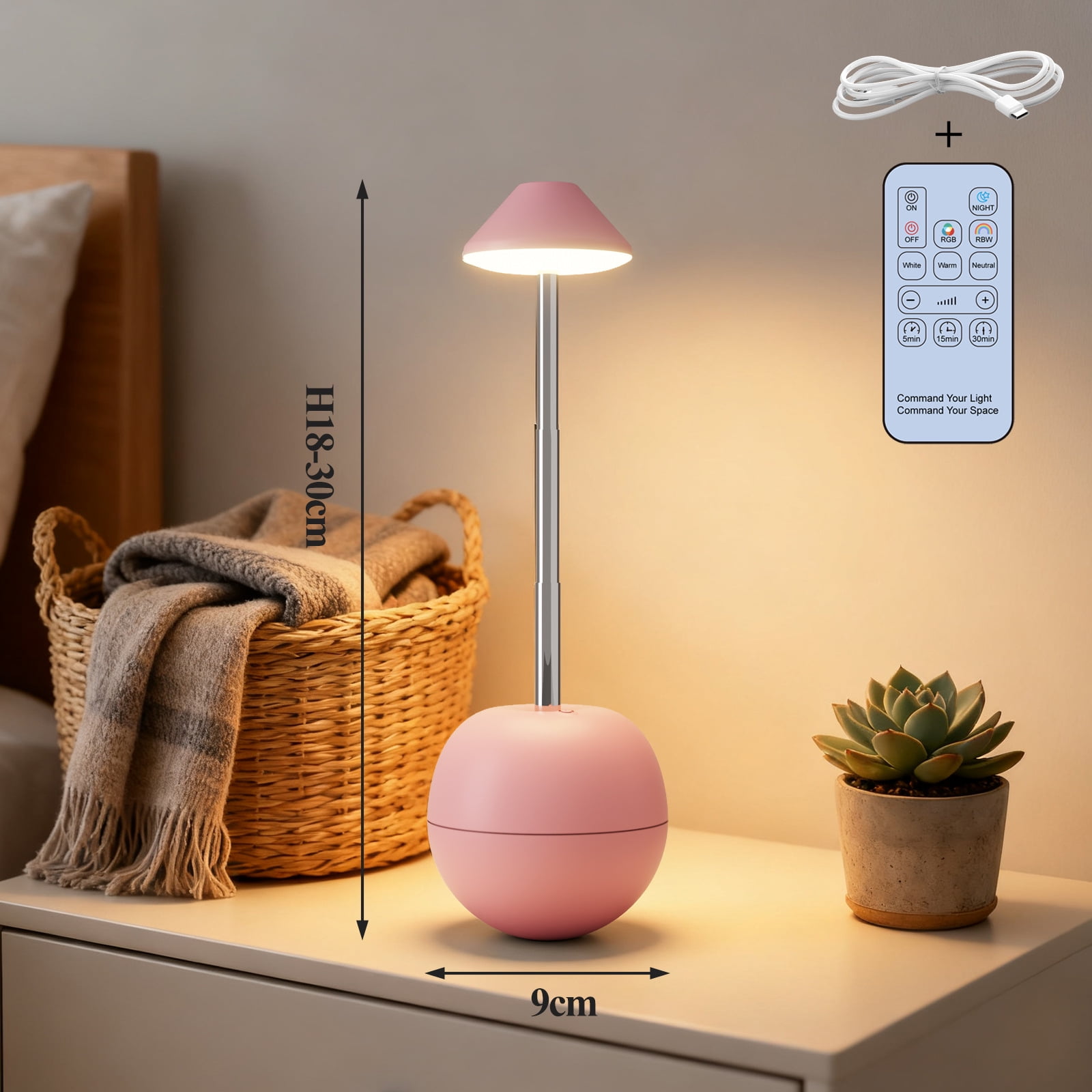 LED table lamp, desk lamp, night light, bedside atmosphere lamp, ball ...