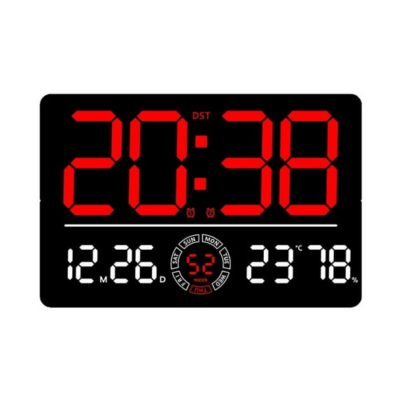 Led Wall Clock Digital Large Screen Temperature Date Display Room Alarm ...