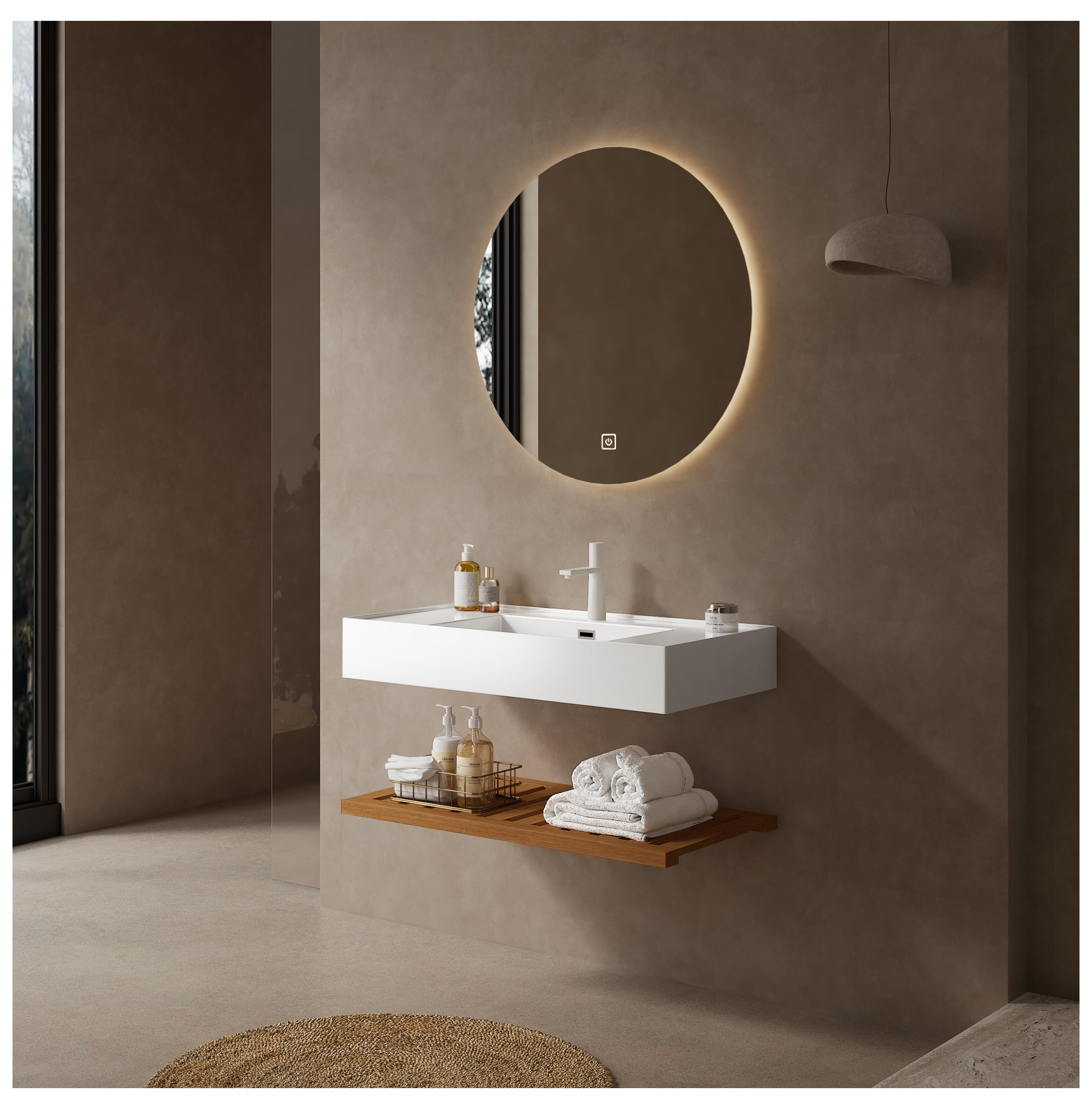 LEDE 36" Bathroom Vanity with Vessel Sink, Wall-Mounted Floating White ...