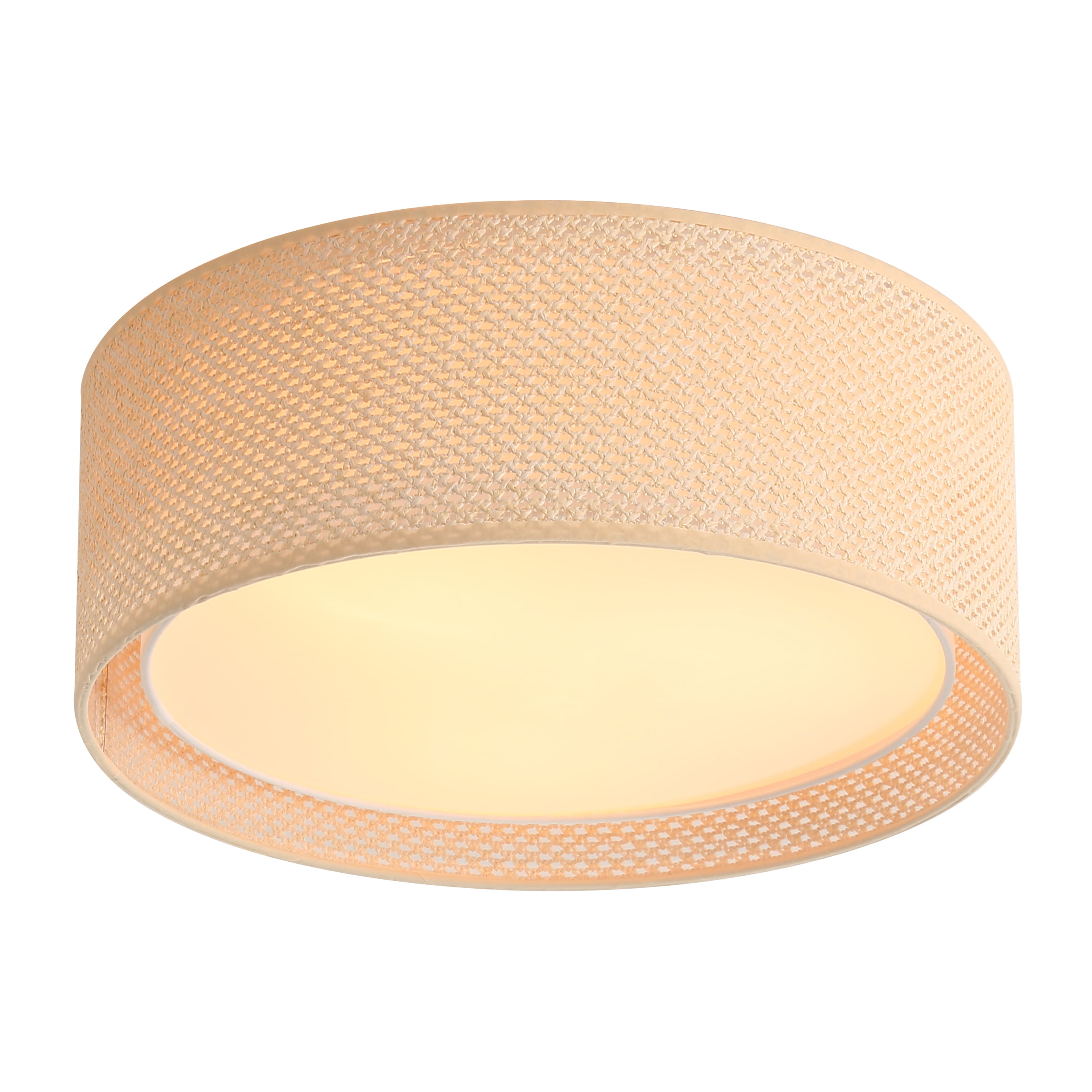 LEDET 15.7 in. Beige White Ceiling Light Rattan Weaving Shade Home ...