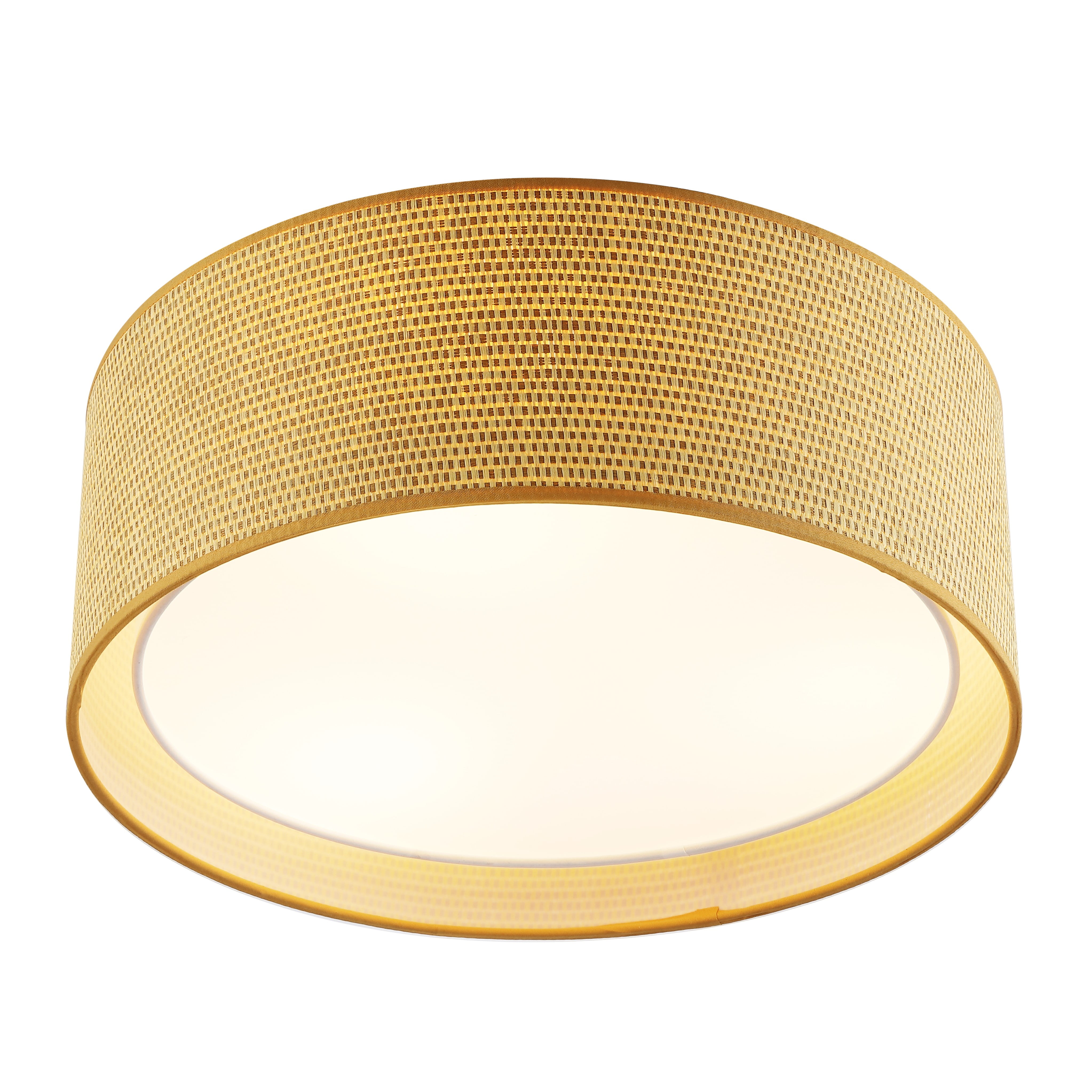 LEDET 15.7 in. Yellow Flush Mount Ceiling Light Rattan Weaving Shade ...