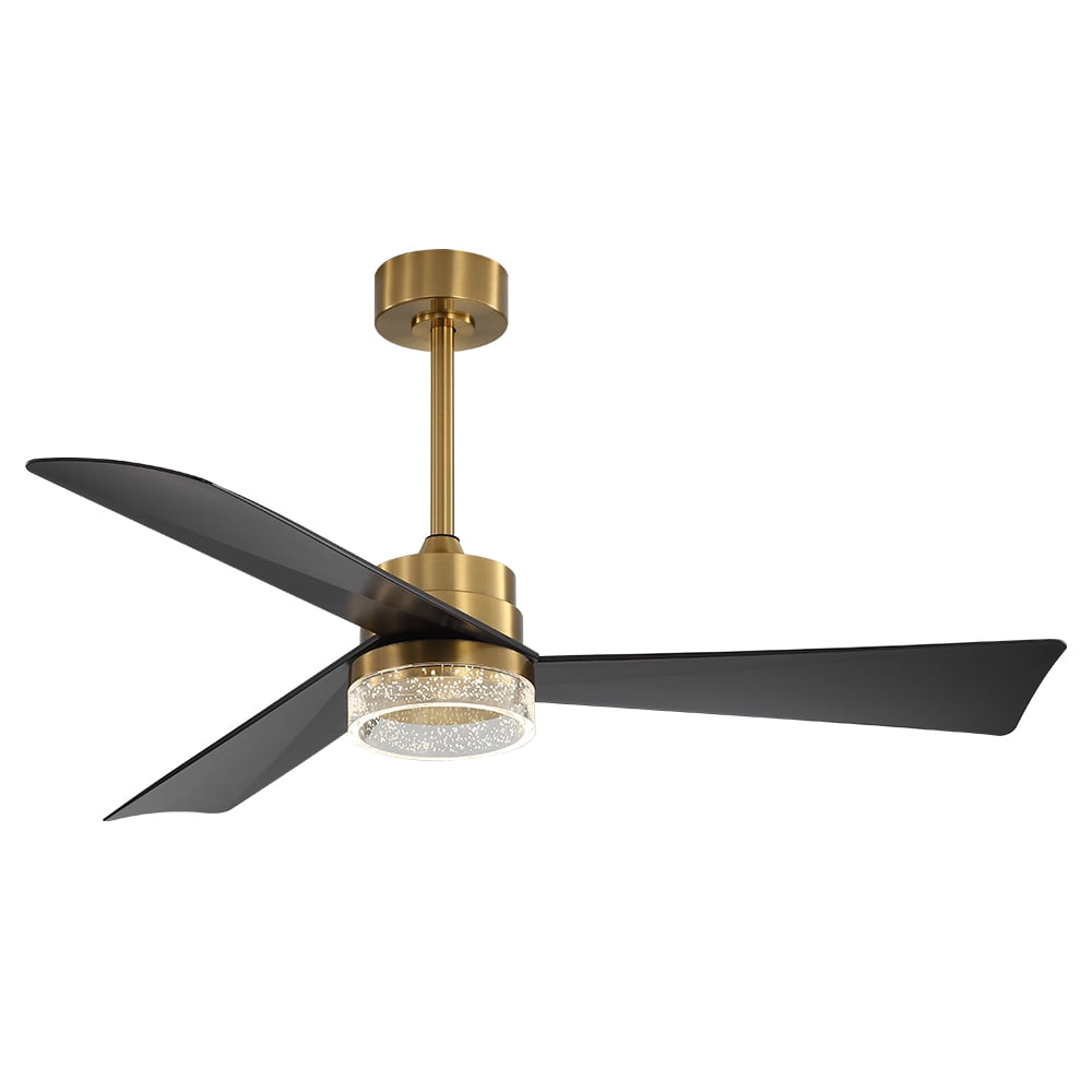 LEDET 52 in. 3-ABS Blades Black and Gold Indoor Ceiling Fan with LED ...
