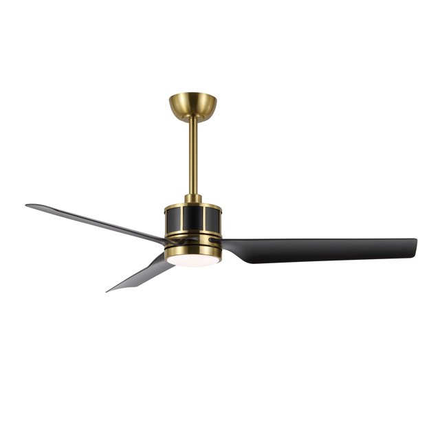 LEDET 52 in. Black and Gold Indoor 3-ABS Blades LED Ceiling Fan with ...