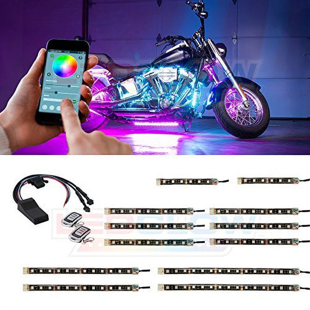 LEDGlow 12pc Advanced Million Color SMD LED Motorcycle Light Kit with ...