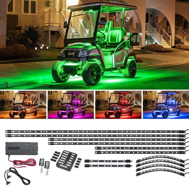 LEDGlow 12pc Million Color LED Electric 36V/48V/72V Golf Cart Underbody ...