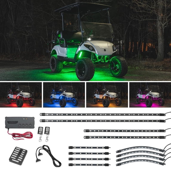 LEDGlow 12pc Million Color LED Electric 12V-72V Golf Cart Underbody ...