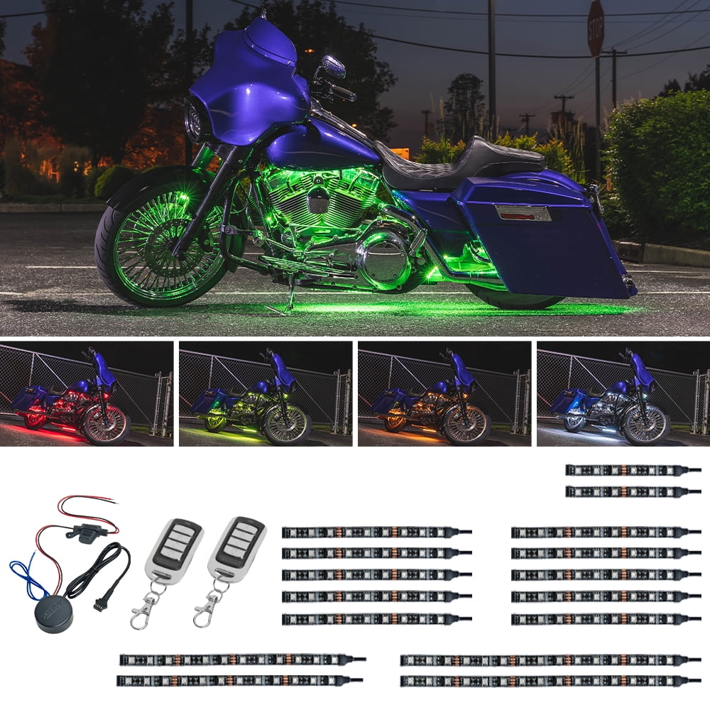 LEDGlow 16pc Advanced Million Color LED Flexible Motorcycle Lighting ...