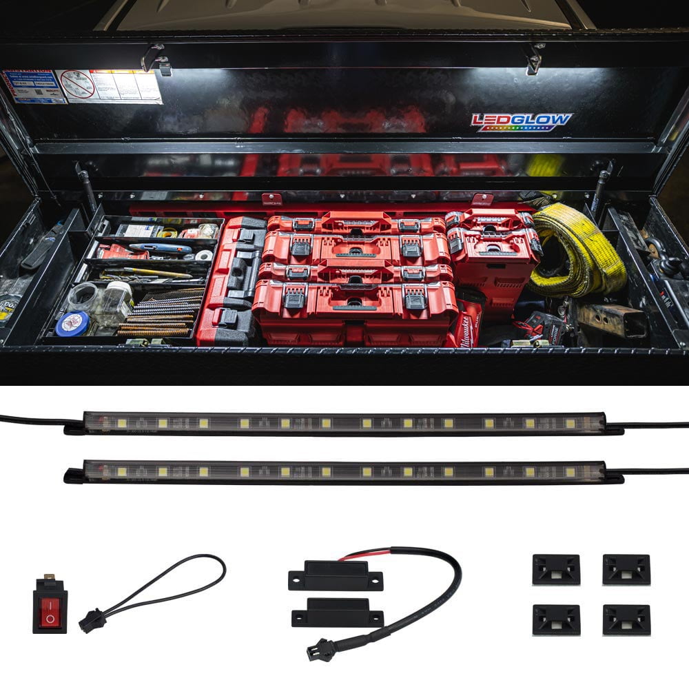 LEDGlow 2pc LED Truck Tool Box Lighting Light Kit w Auto On/Off Switch ...