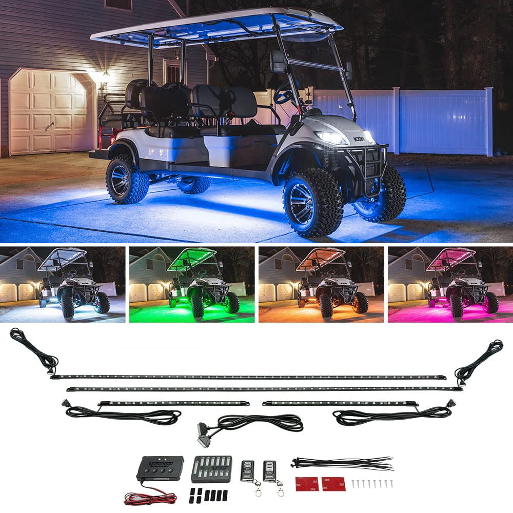 LEDGlow 4pc Expandable Million Color LED 6-Seater Limo Golf Cart ...