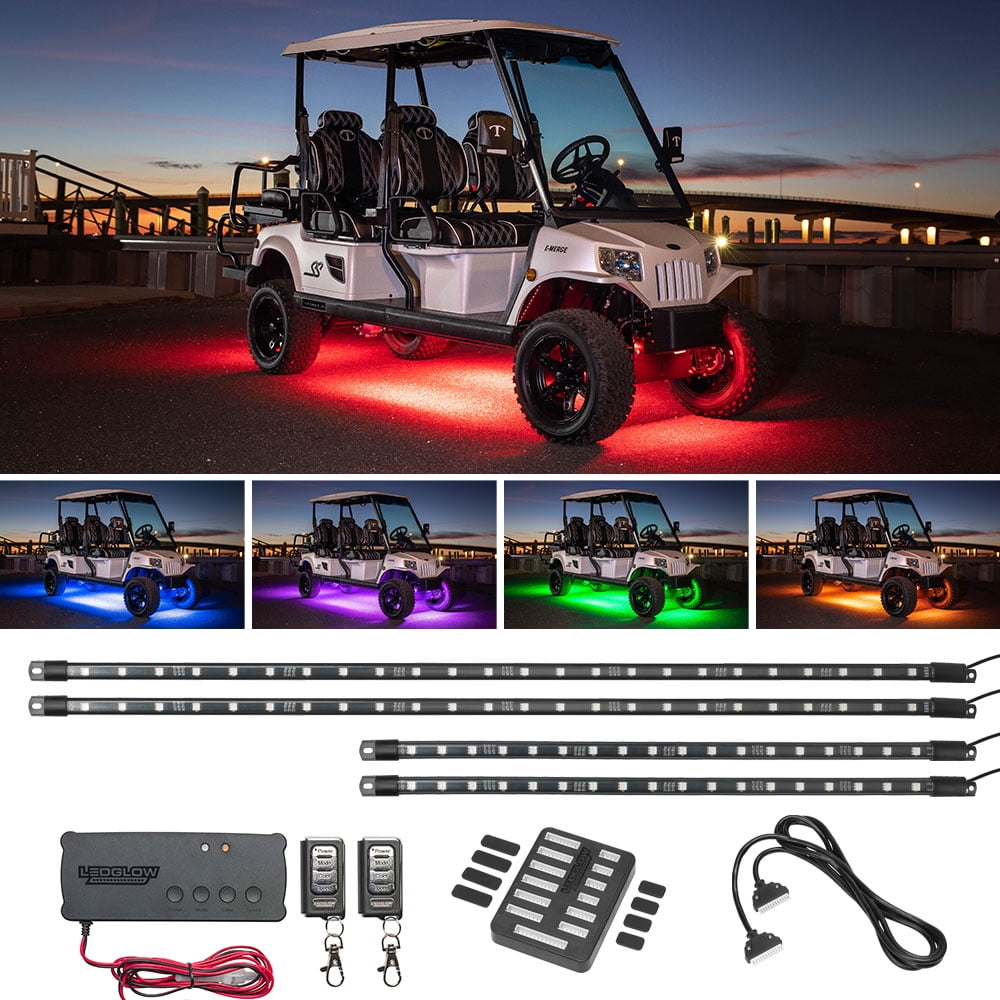LEDGlow 4pc Million Color LED 6 Seater Limo Golf Cart Underbody ...