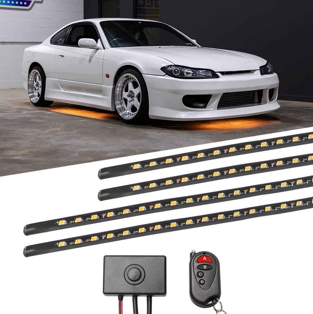 LEDGlow 4pc Orange Flexible LED Slimline Car Underbody Underglow ...