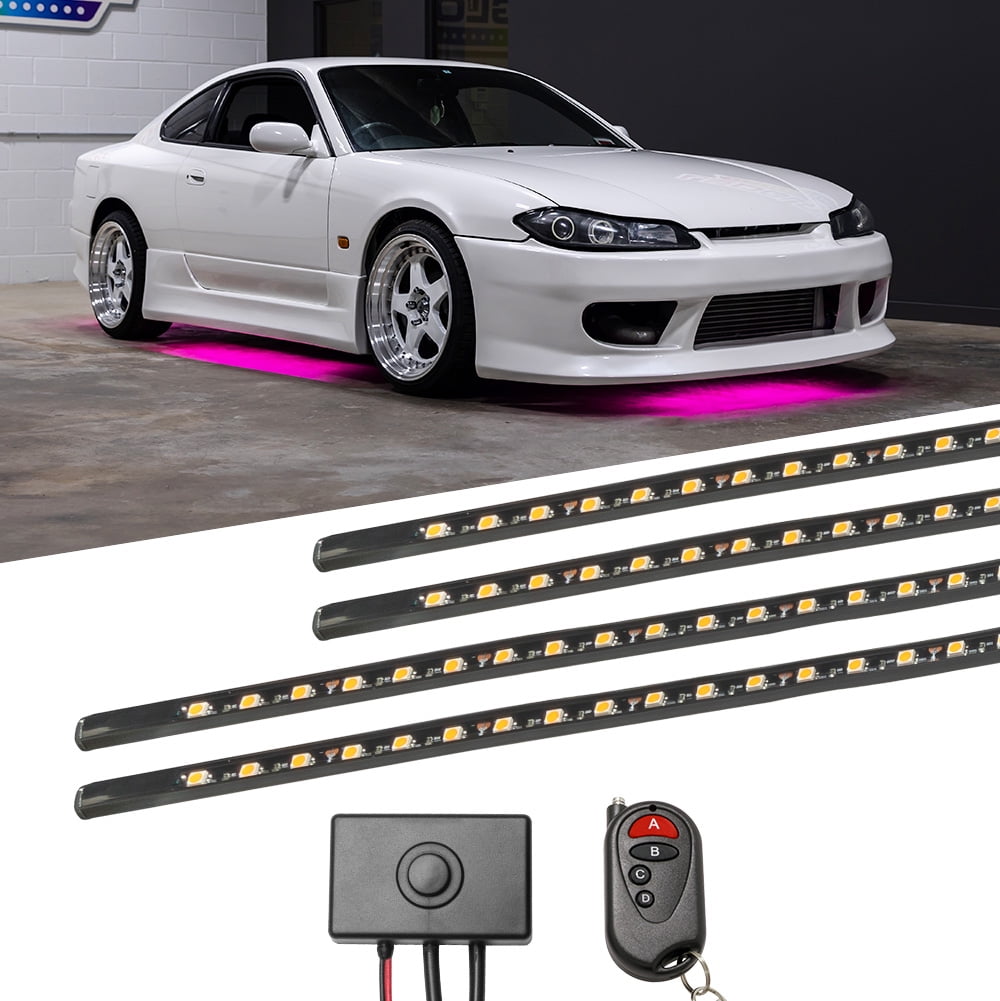 LEDGlow 4pc Pink LED Flexible Slimline Underbody Underglow Lighting Kit ...