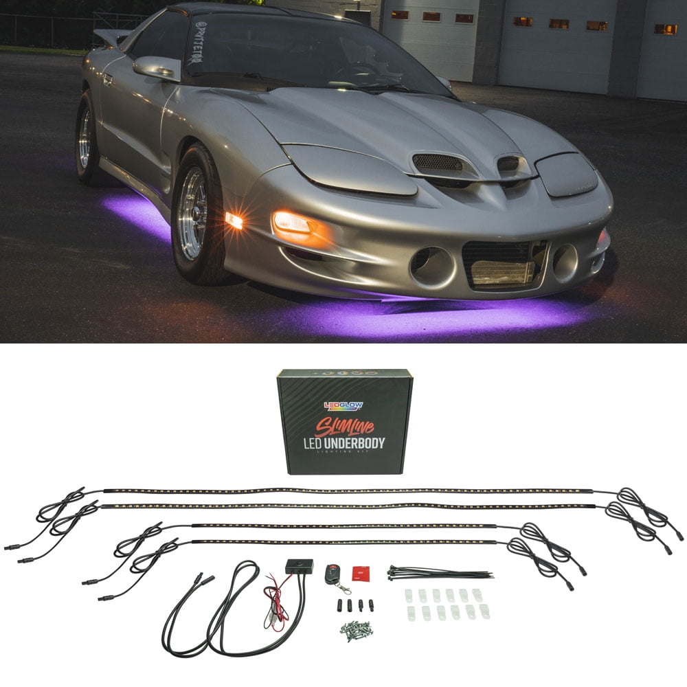 LEDGlow 4pc Slimline LED Underbody Car Kit - Ultra-Bright Purple Glow ...