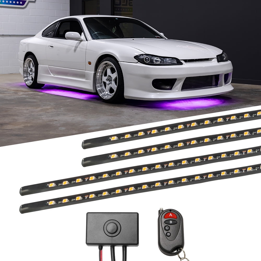 LEDGlow 4pc Slimline LED Underbody Car Kit - Ultra-Bright Purple Glow ...