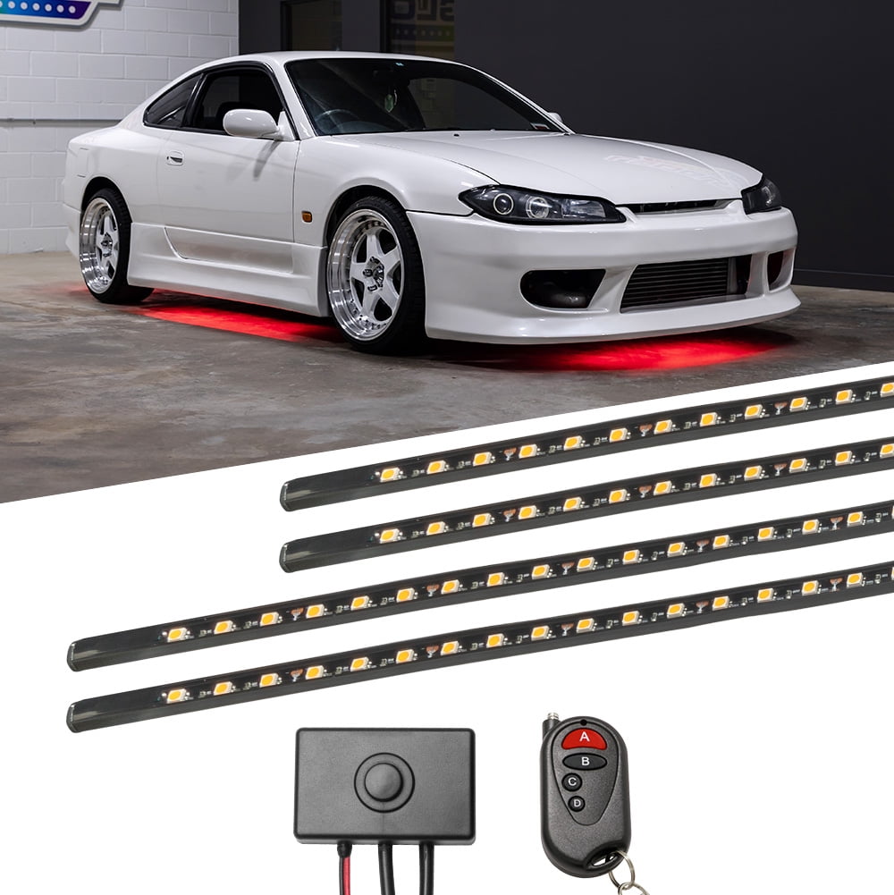 LEDGlow 4pc Red Flexible LED Slimline Car Underbody Underglow Lighting ...