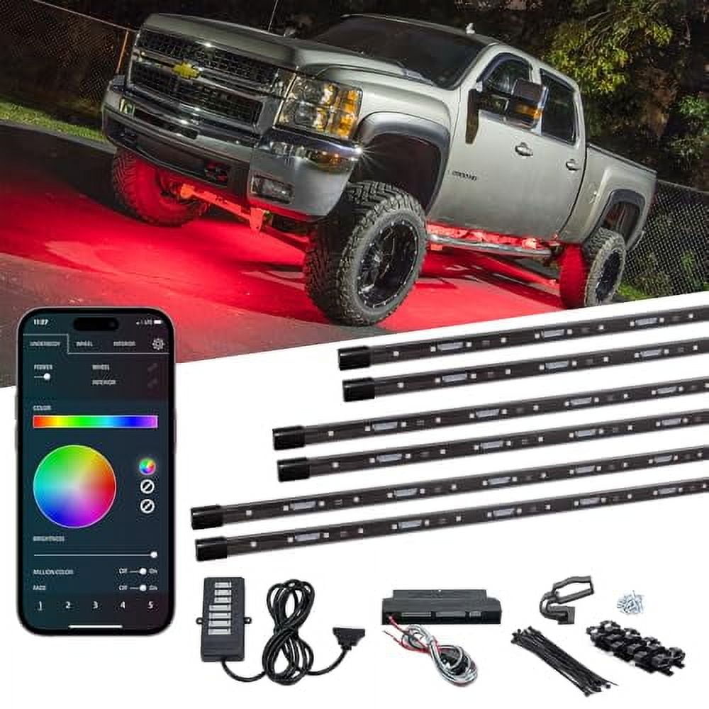 LEDGlow 6pc Bluetooth Million Color Truck LED Underbody Underglow ...
