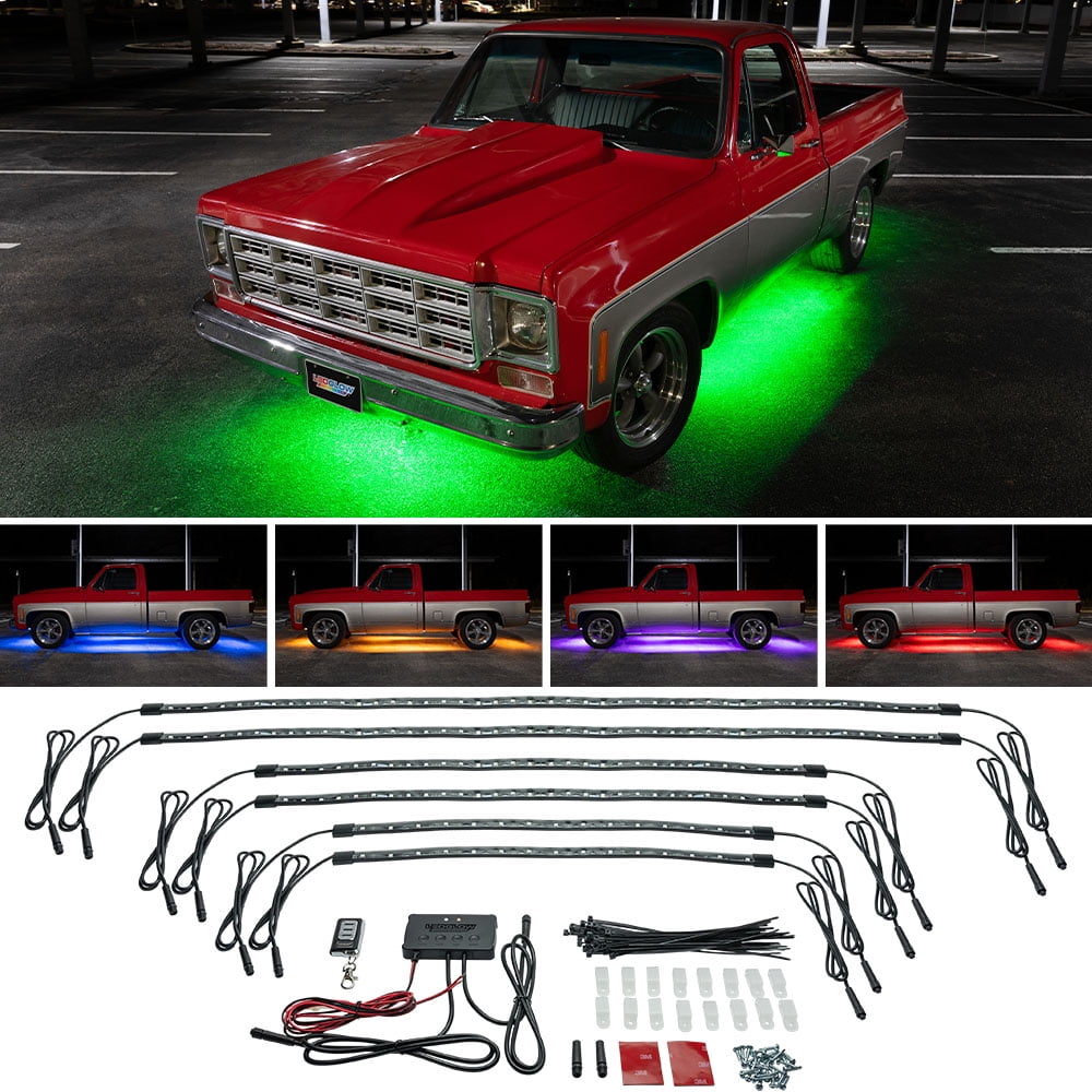 LEDGlow 6pc Million Color SMD LED Slimline Truck Underbody Underglow ...