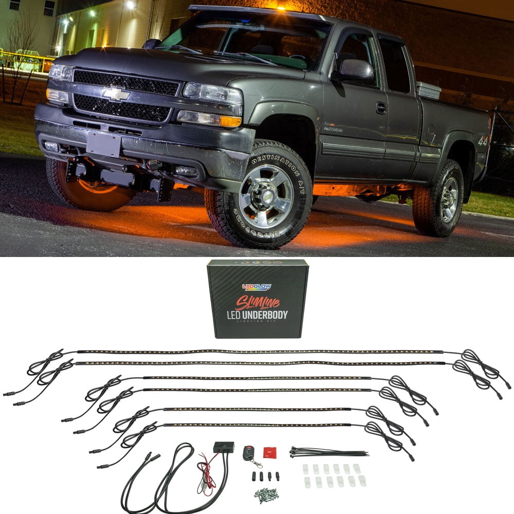 LEDGlow 6pc Orange Flexible LED Slimline Truck Underbody Underglow ...