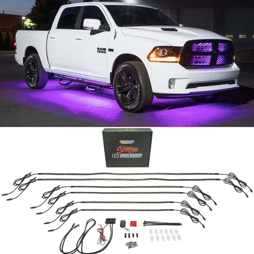 LEDGlow 6pc Purple Flexible LED Slimline Truck Underbody Underglow ...