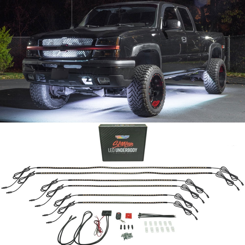 LEDGlow 6pc White Flexible LED Slimline Truck Underbody Underglow ...